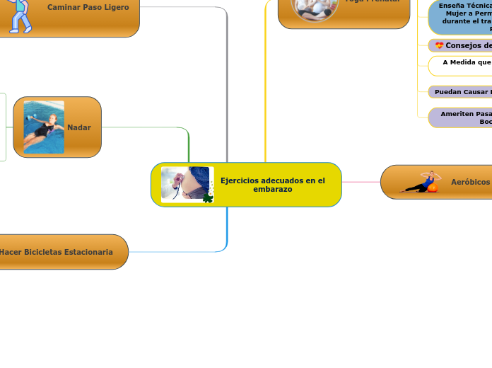 Ejercicios adecuados en el embarazo - Mind Map